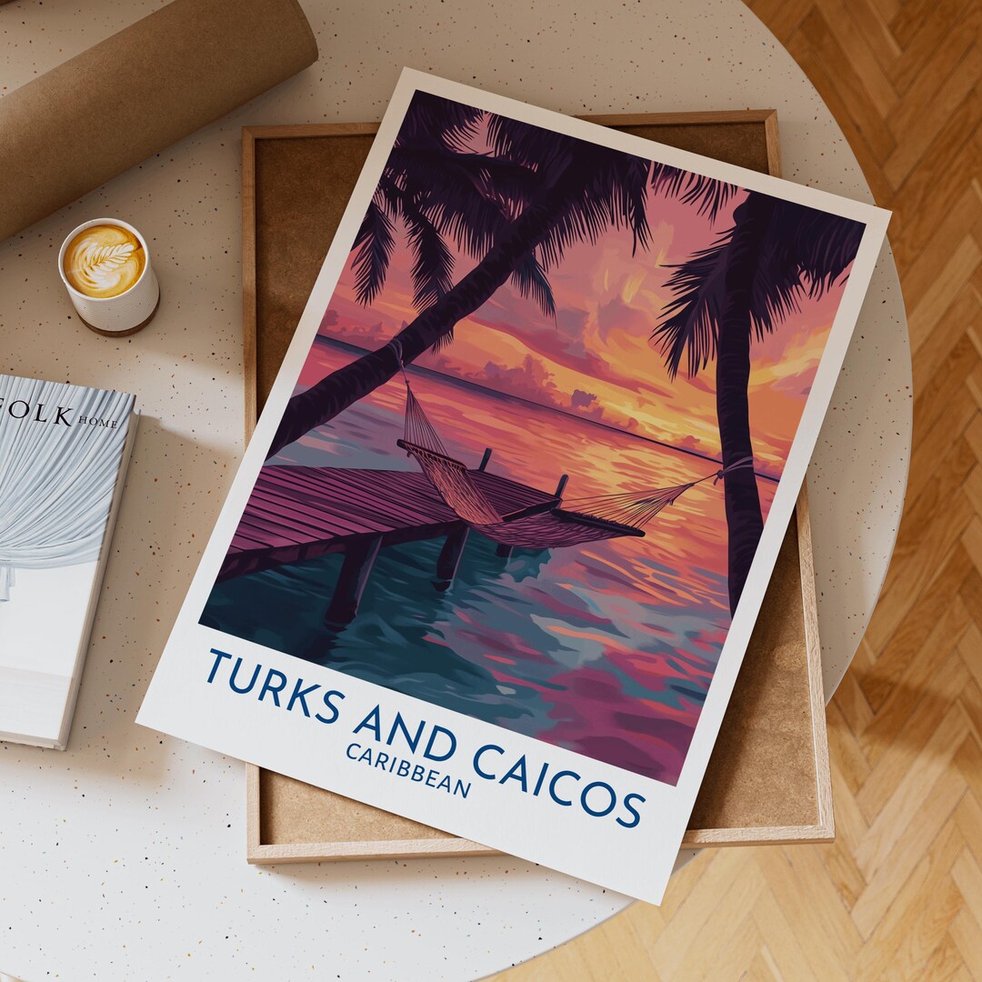 Turks and Caicos Poster, Turks and Caicos Beach Art, Caribbean Poster ...