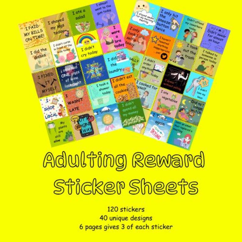 120 Adulting Reward Stickers Funny Adults Achievement Stickers Funny ...