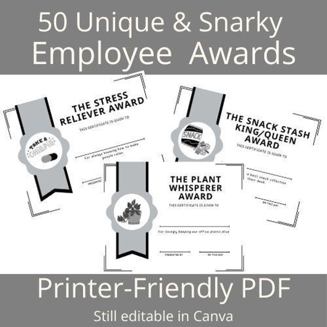 Funny Employee Appreciation Awards - 50 Printable Staff Recognition ...