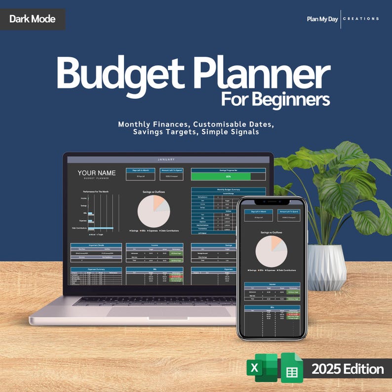 Easy Budget Spreadsheet Excel, Google Sheets Expense Tracker, Bill ...