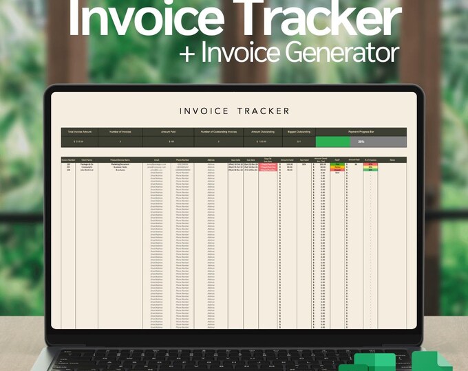Invoice Spreadsheet Tracker and Generator for Excel and Google Sheets ...