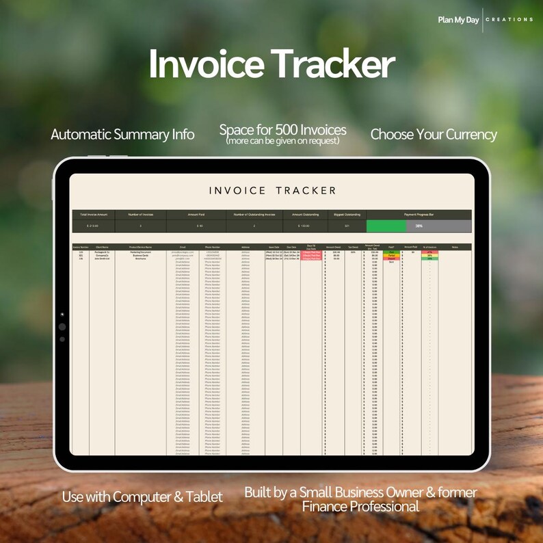 Invoice Spreadsheet Tracker and Generator for Excel and Google Sheets ...