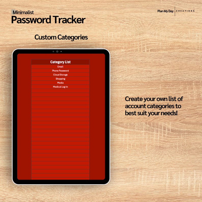 Red Theme Password Tracker Template | Easy-to-use Password Book | Daily ...