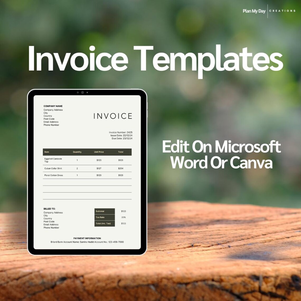 Invoice Templates for Canva and Microsoft Word | Customizable ...