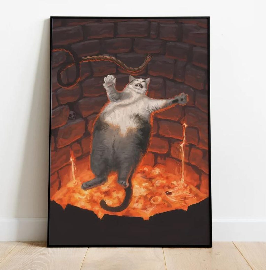 Pathetic Cat Wall Art, Fine Art Print for Home Decor, Unique Animal ...
