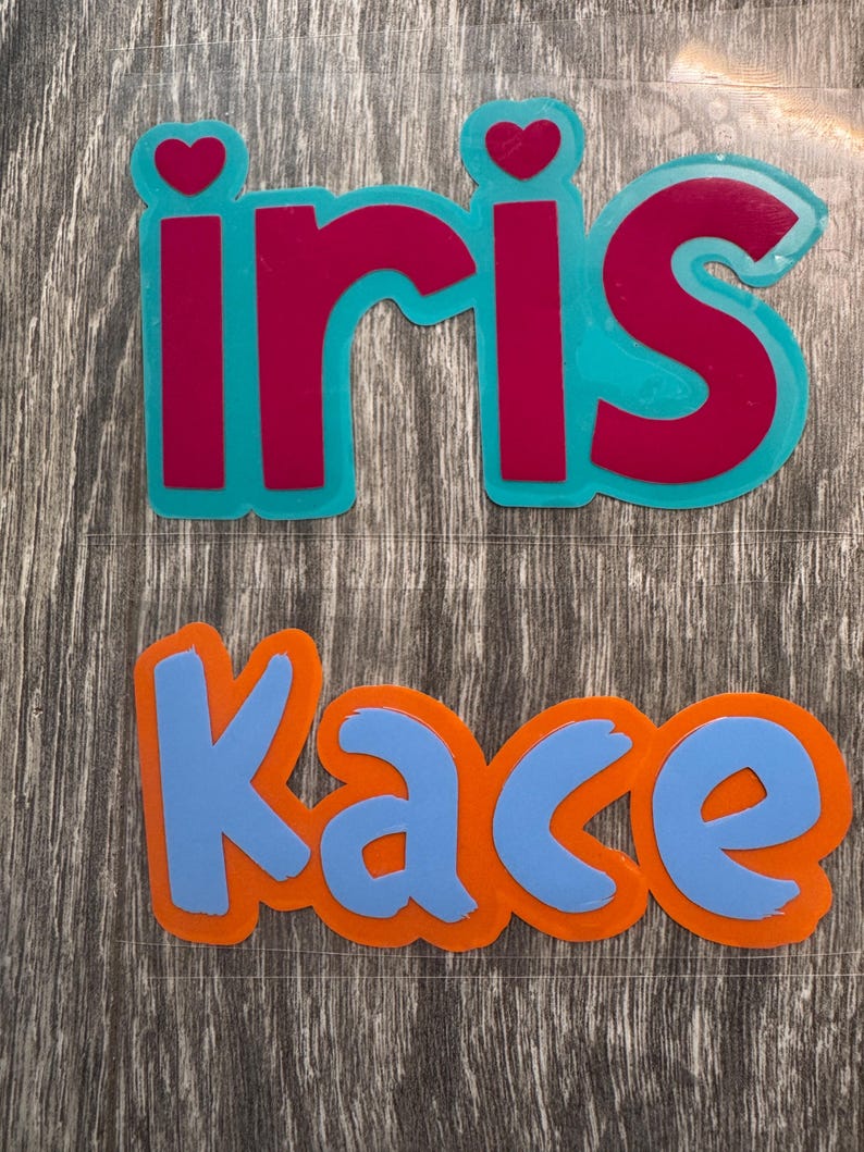 Custom Two-layer Name Iron on Decal: Personalized HTV Clothing ...