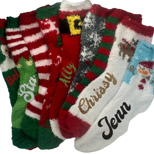 Christmas Fuzzy Socks - Etsy