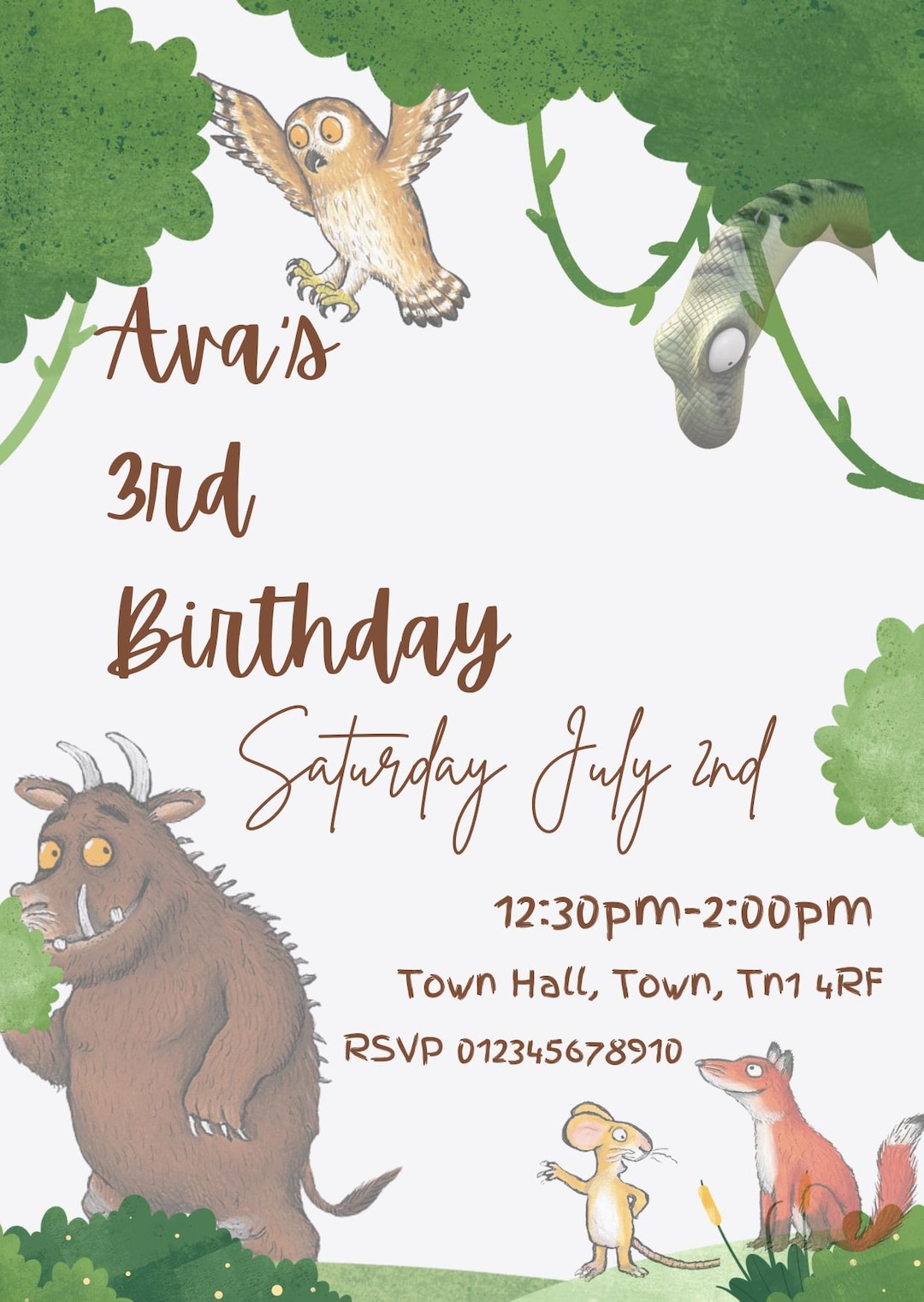 Gruffalo Birthday Party Invite (all Customisable) - Etsy