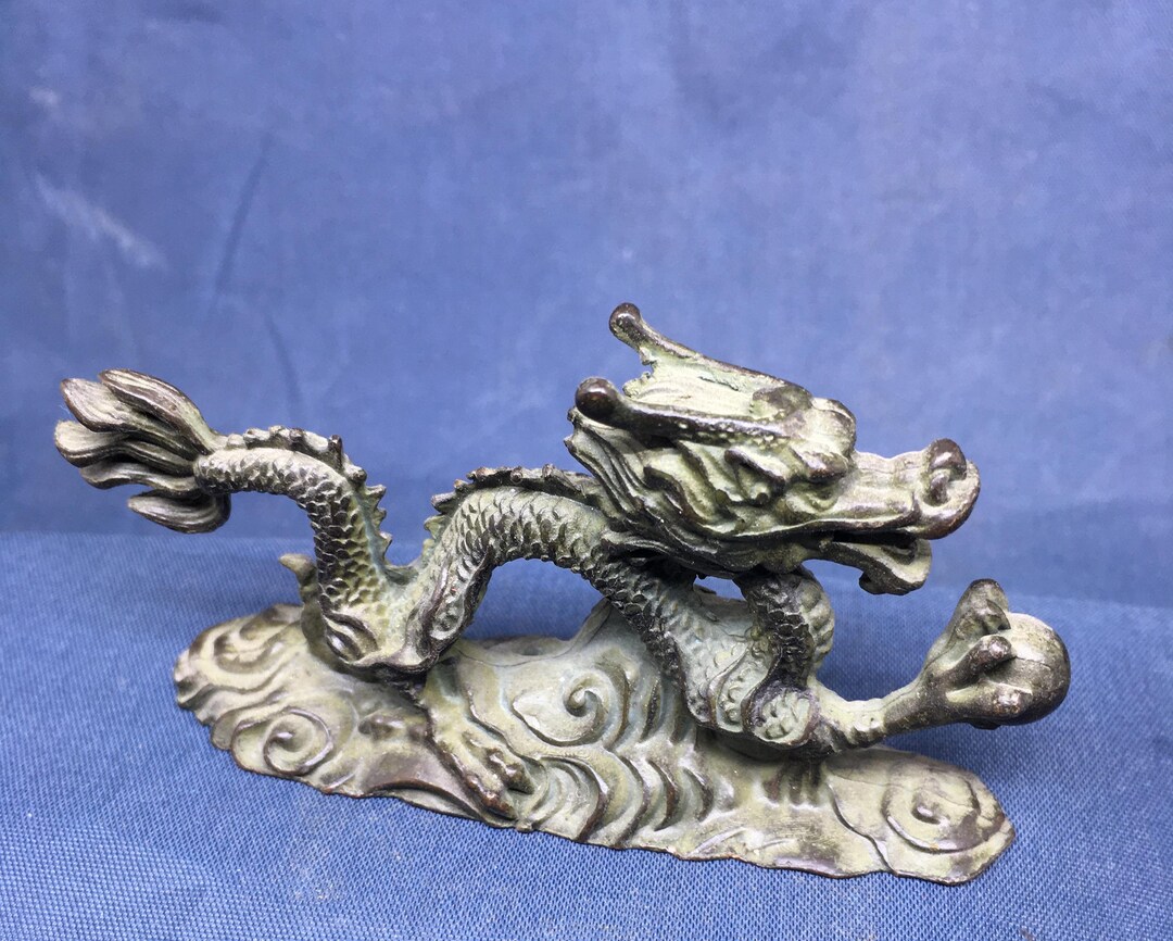 Vintage Style Solid Brass Copper Lovely Dragon Statue,valentines Day ...