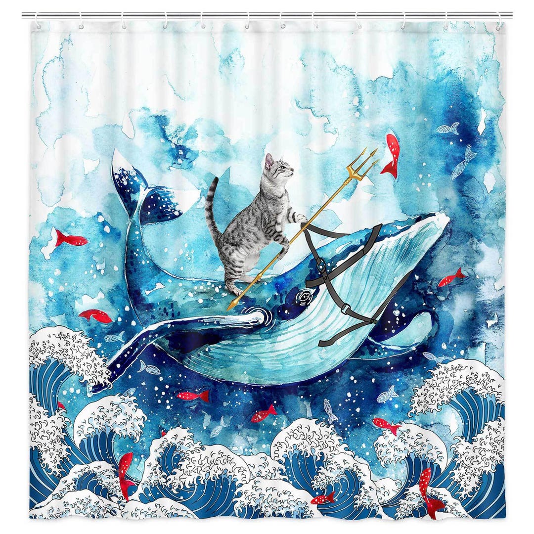 Shower Curtain Cat Funny Pattern,splitter Curtain for Privacy, Noise ...