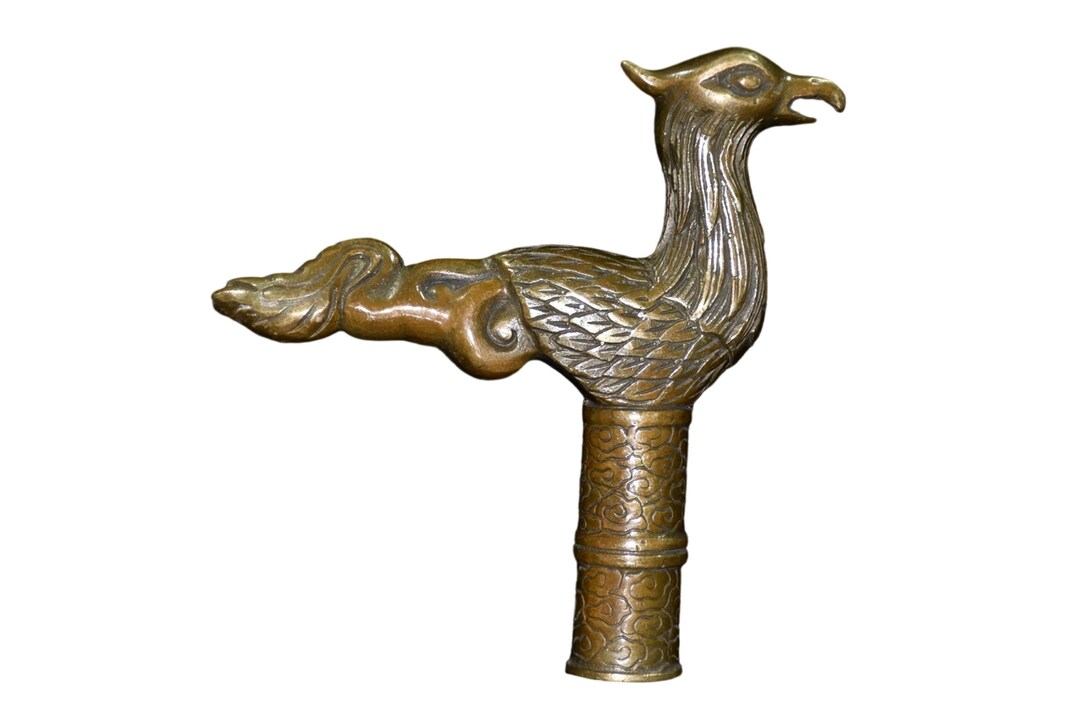 Phoenix Cane Bronze Walking Stick Head - Ergonomic Palm Grip Handle ...