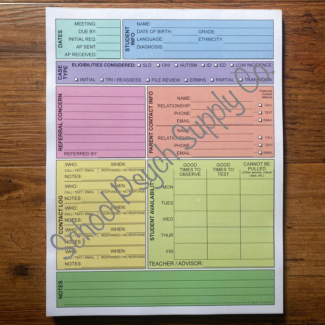 School Psych Assessment Planner Notepad - Case File Cover - Etsy