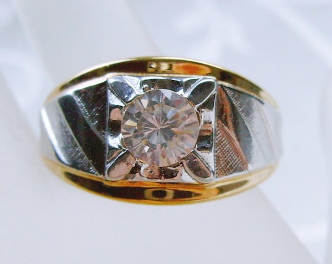Vintage Mens 14KT HGE Lind Cubic Zironia Ring Size 12.5 - Etsy