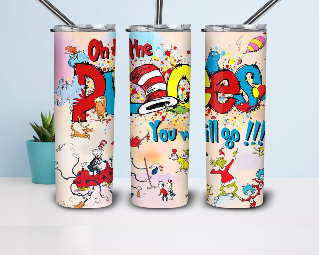 Cartoon Character 20oz Tumbler PNG, Cat in the Hat Tumbler Wrap ...