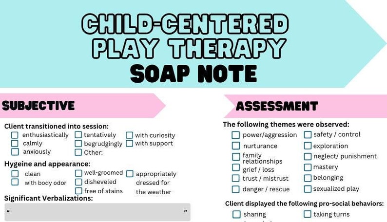 Play Therapy SOAP Note Template - Etsy