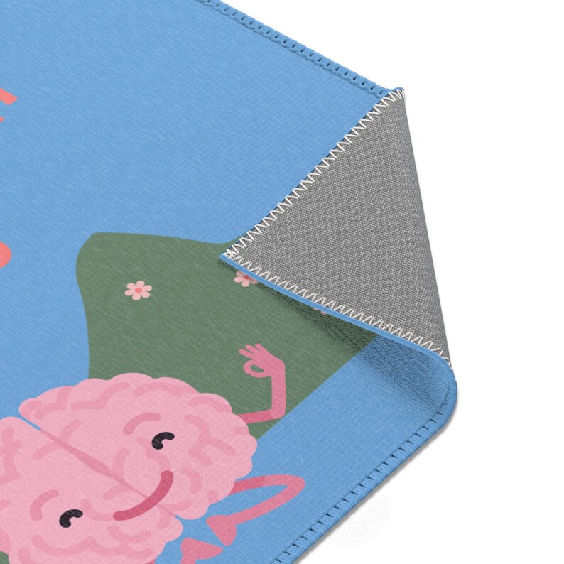 Mental Health Matters Light Blue Rug, 24x36 Inches With Brain in Yoga ...