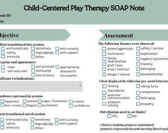 Play Therapy DAP Note Child Centered Template (GREEN) - Etsy