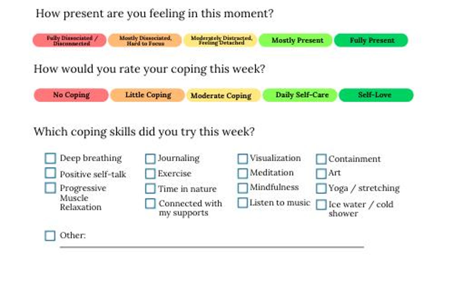 Digital Trauma-informed Therapy Check-in Template for Clients: Assess ...