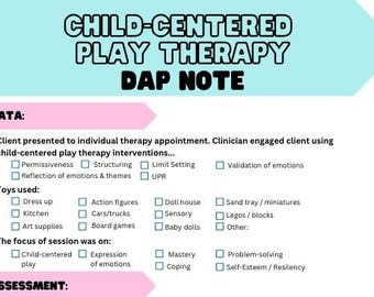 Play Therapy SOAP Note Template (GREEN) - Etsy