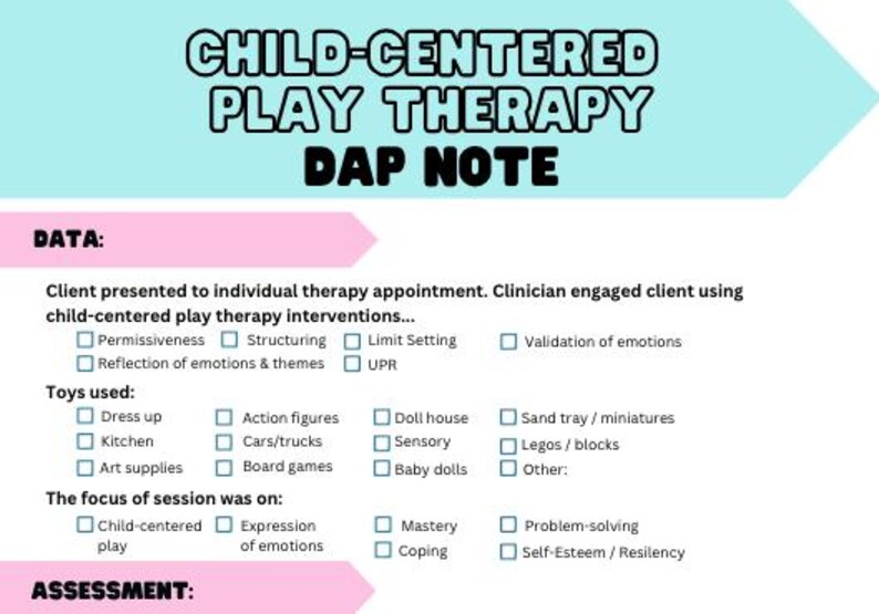 Play Therapy DAP Note Template - Etsy