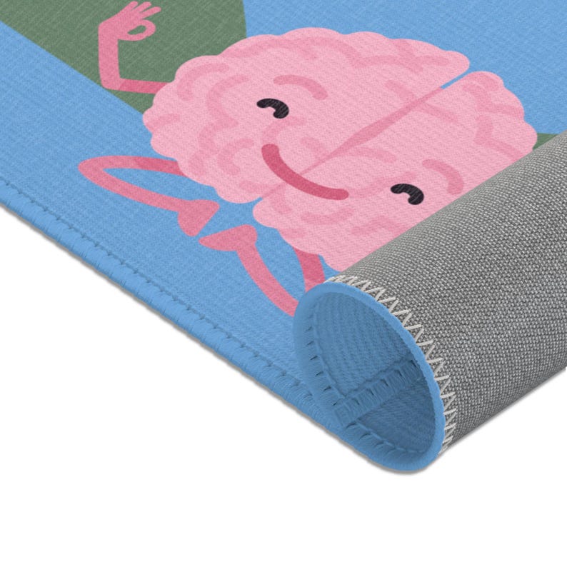 Mental Health Matters Light Blue Rug, 24x36 Inches With Brain in Yoga ...