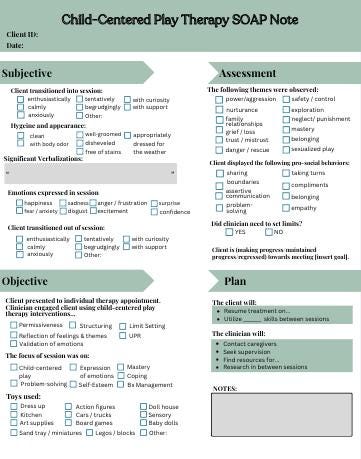 Play Therapy SOAP Note Template (GREEN) - Etsy