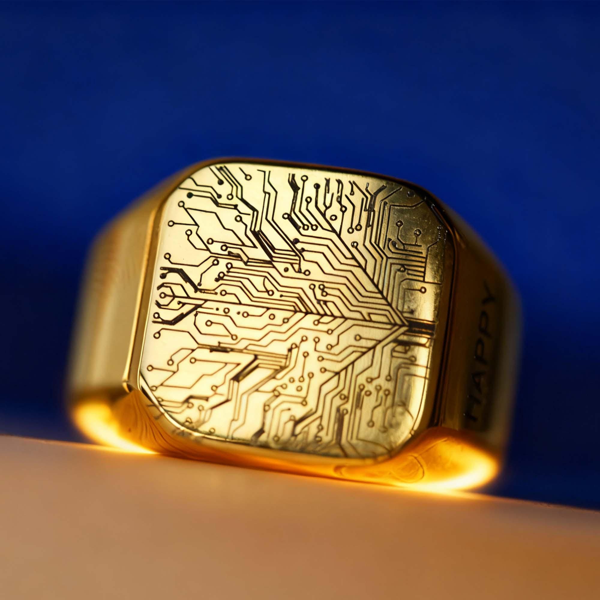 Custom Gold Circuit Tree Engagement Ring, Personalized Wedding Love ...