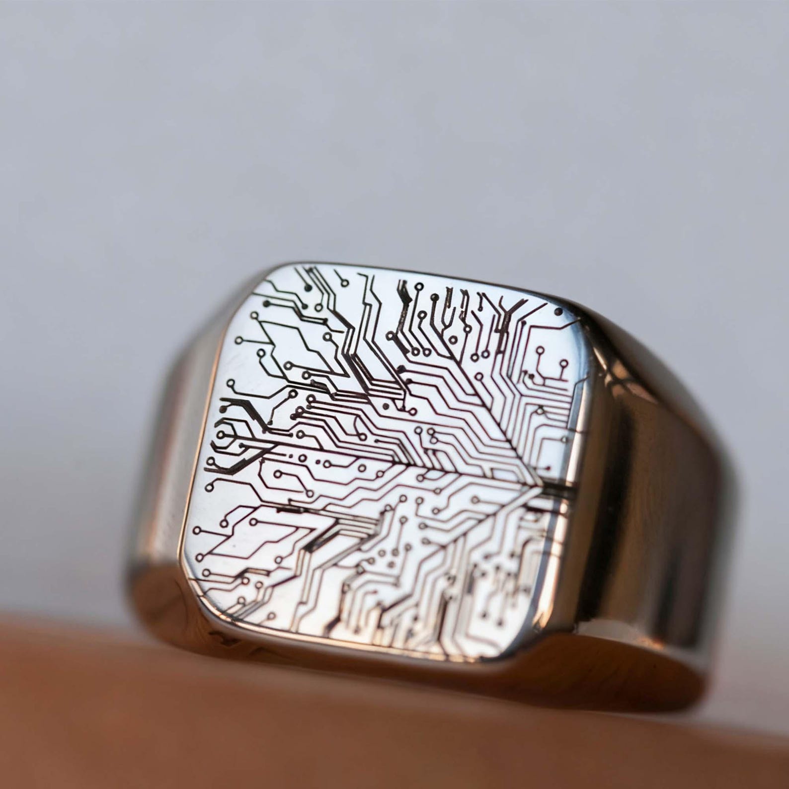 Custom Gold Circuit Tree Engagement Ring, Personalized Wedding Love ...