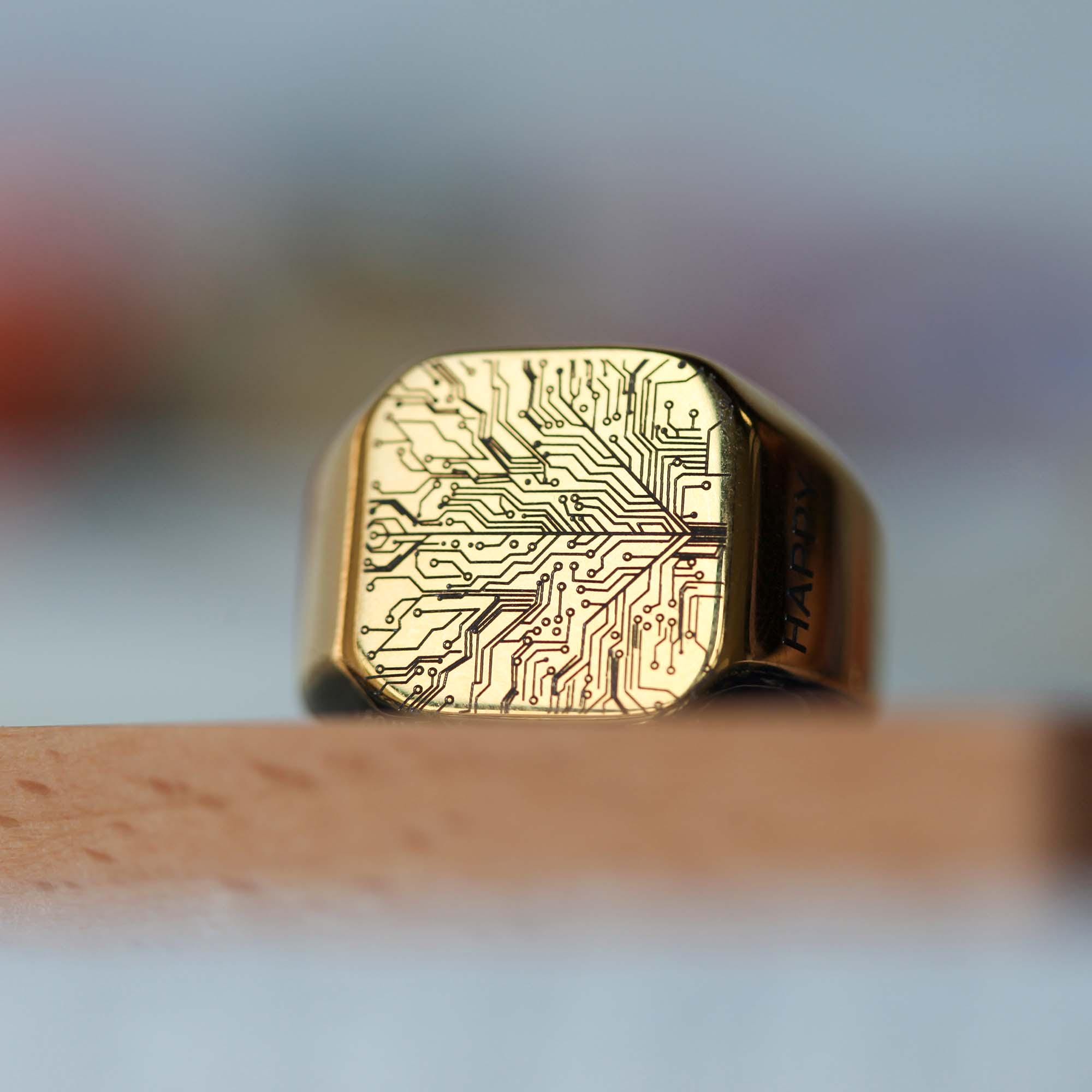 Custom Gold Circuit Tree Engagement Ring, Personalized Wedding Love ...