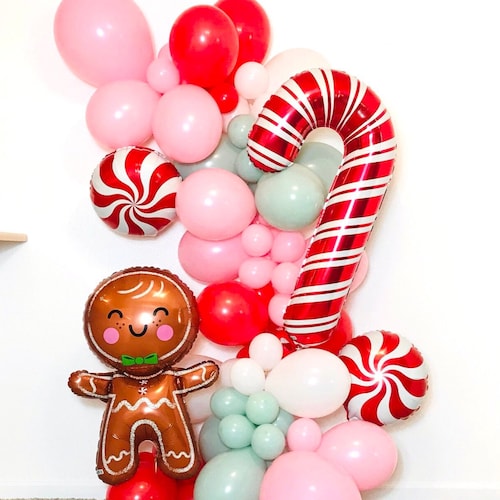 Gingerbread Balloon Candy Cane Gingerbread Balloon Garland - Etsy