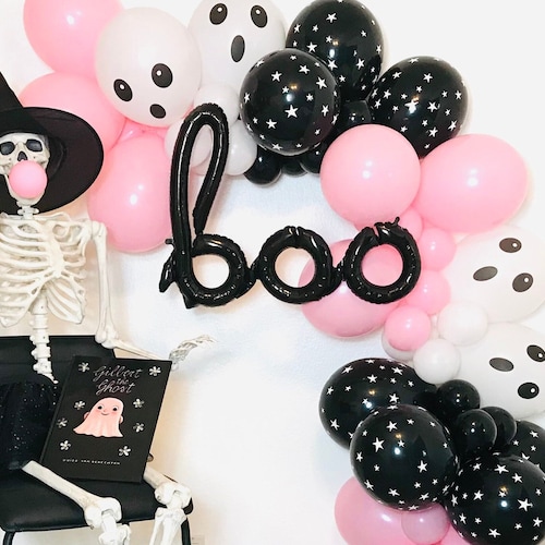 Pink Halloween Balloon Garland Pink Halloween Boo Day Boo - Etsy