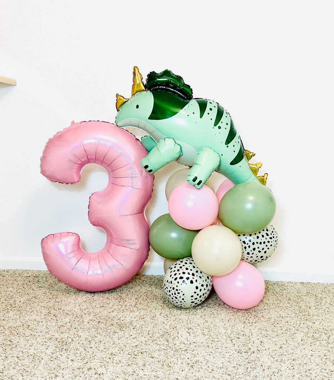 Dinosaur Balloon Tower Triceratops Balloon Dinosaur Party Dinosaur ...