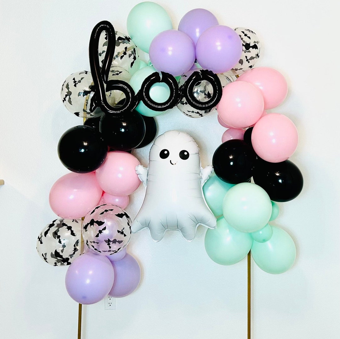 Pastel Halloween Balloon Garland, Boo Im Two, Two Spooky Balloon ...