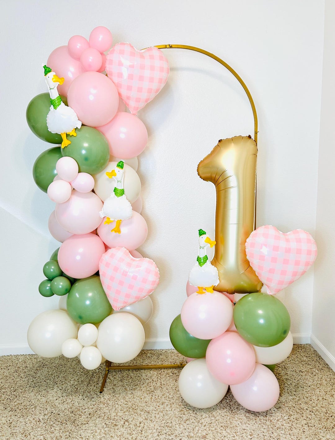 One Silly Goose Balloon Garland Girls Silly Goose Birthday Gingham Pink ...