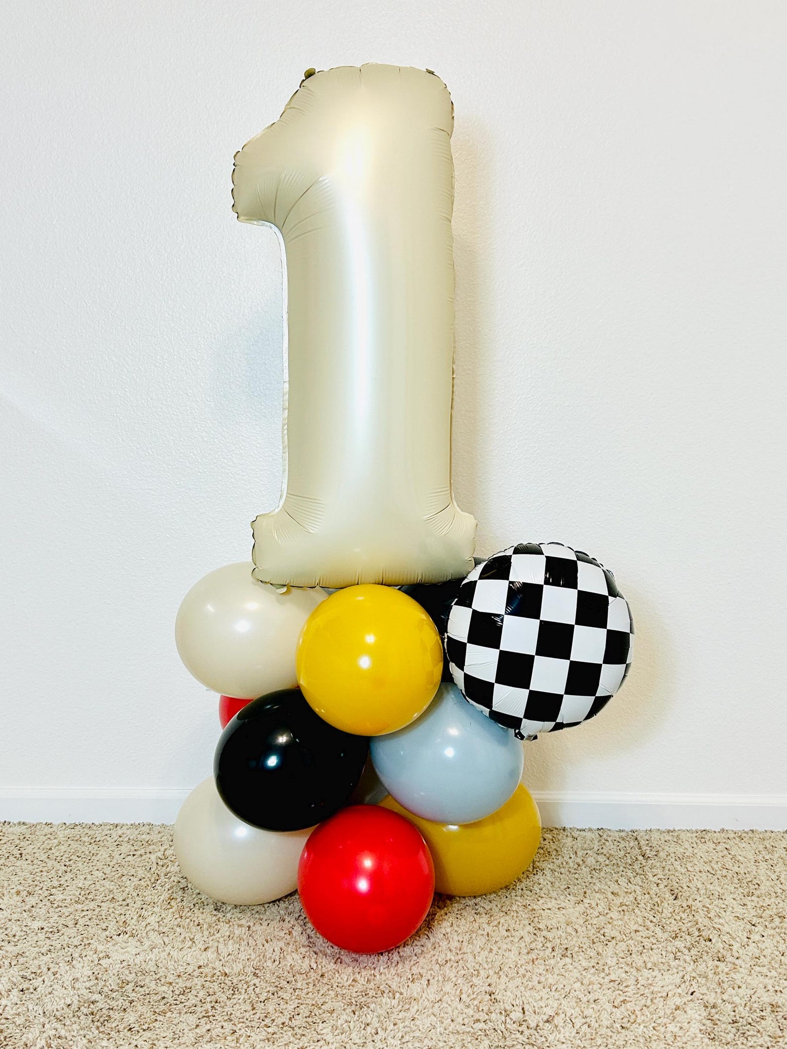 Race Car First Birthday Balloon Tower Kit: Race Car Balloon Retro Car ...