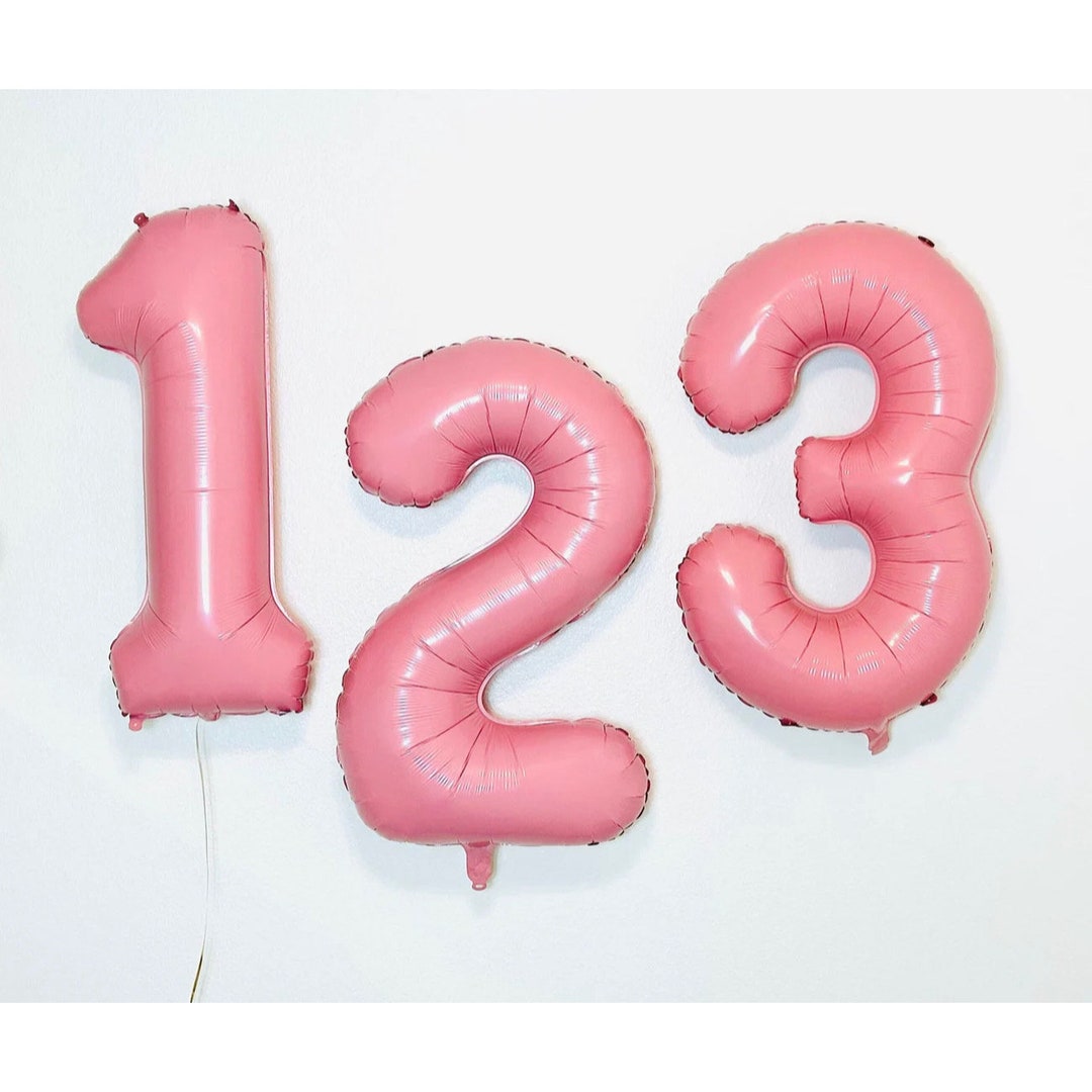 Pink Number Balloon, Pink 1 Balloon, Pink 2 Balloon, Pink Jumbo Number ...
