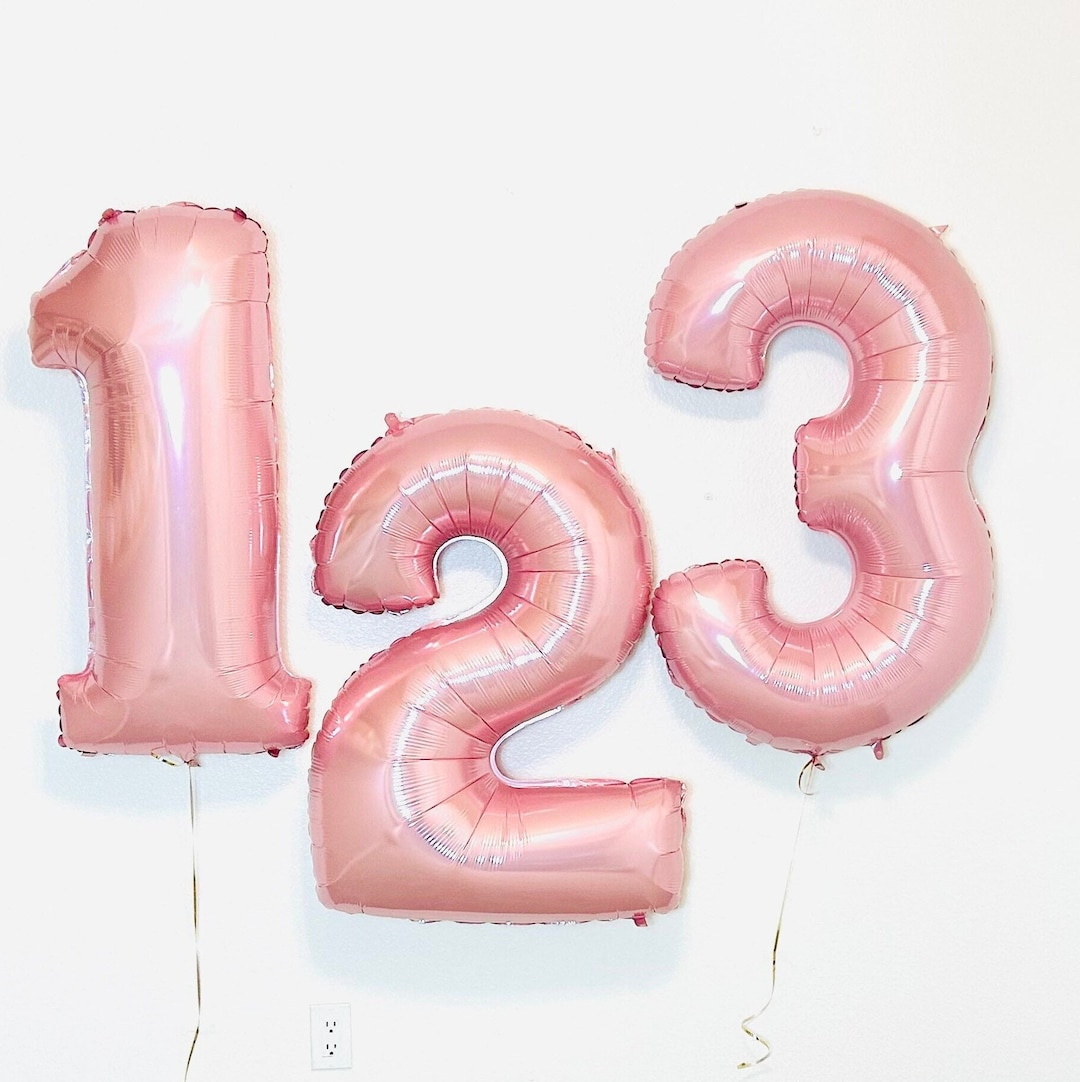 Pink Number Balloon, Pink 1 Balloon, Pink 2 Balloon, Pink Jumbo Number ...