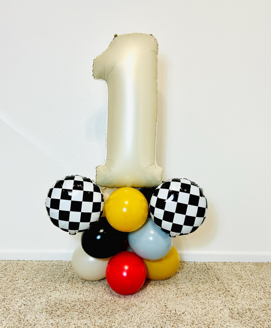 Race Car First Birthday Balloon Tower Kit: Race Car Balloon Retro Car ...