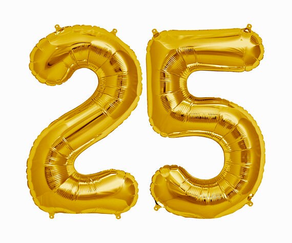 GOLD 25 Balloon Gold 25 25th Birthday Balloon Number 25 | Etsy