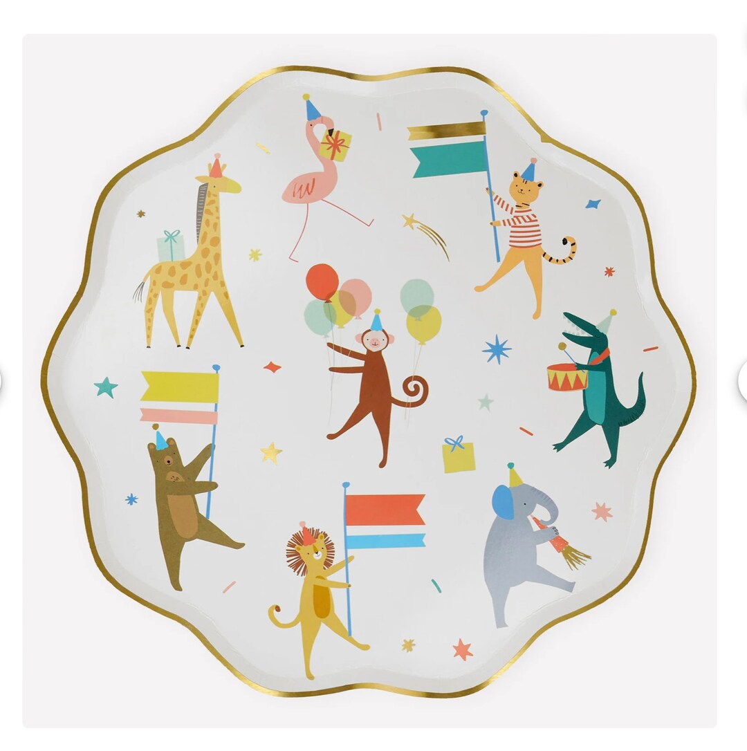 Animal Parade Plates Safari Birthday Party Animal Banner Safari Animal ...