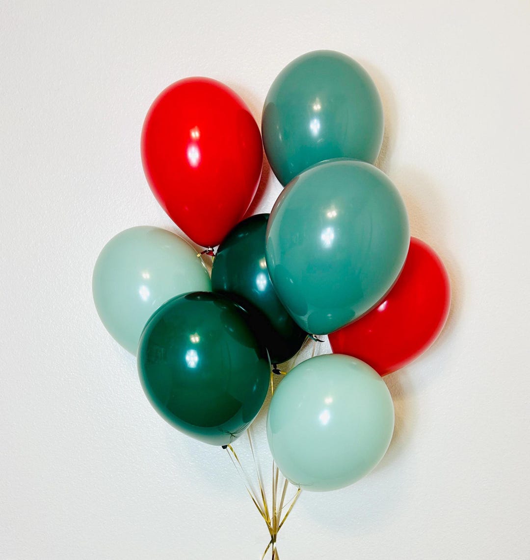 Christmas Balloons Red and Green Latex Set Merry and Bright Balloons ...