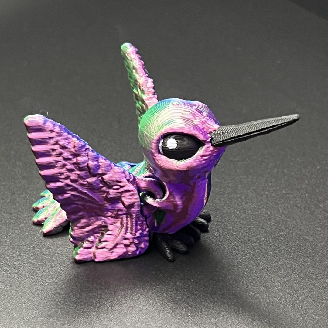 3D Printed Articulating Hummingbird Fidget Toy Colorful Flexible Bird ...