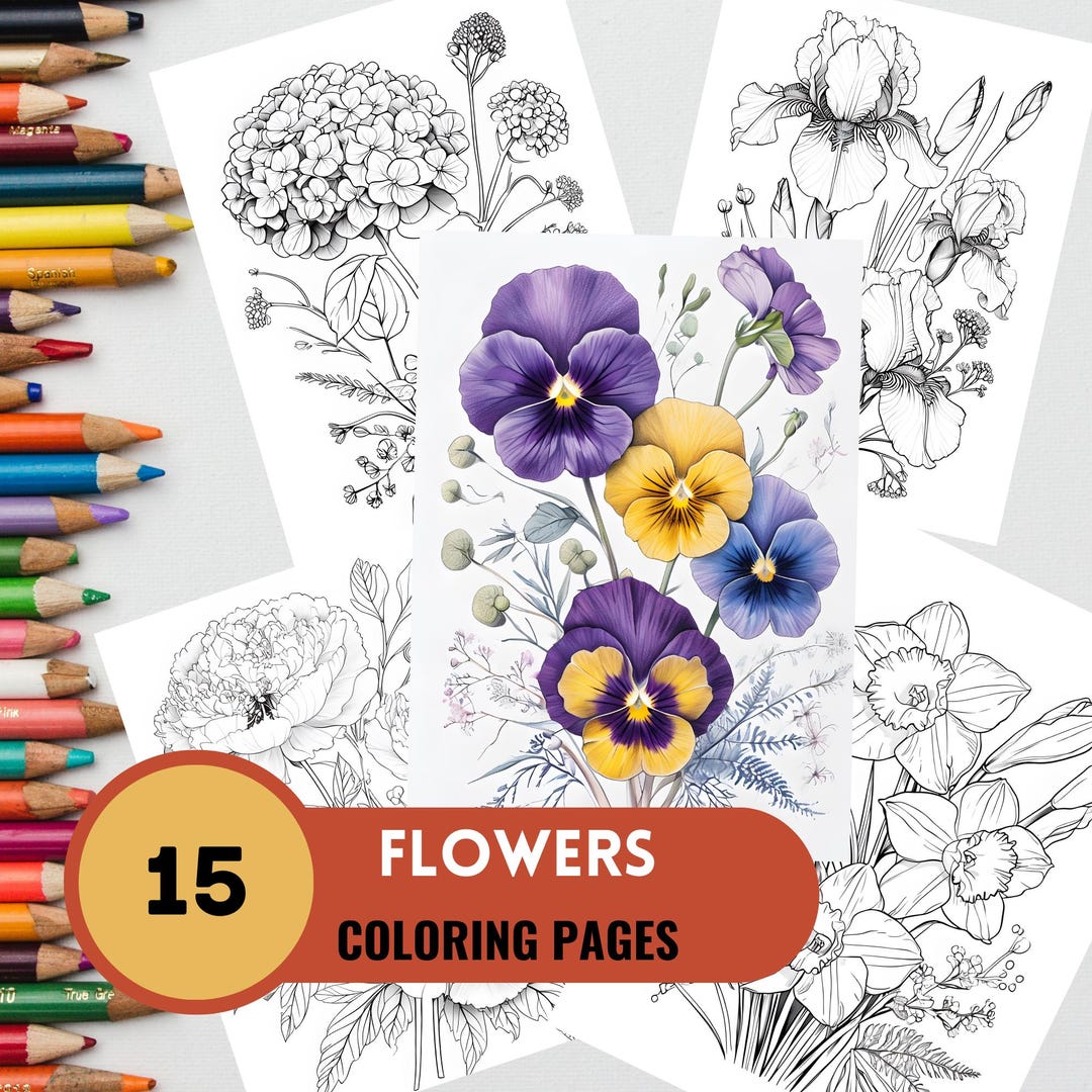 Floral Coloring Pages: Art for Adults and Kids (instant Download) - Etsy