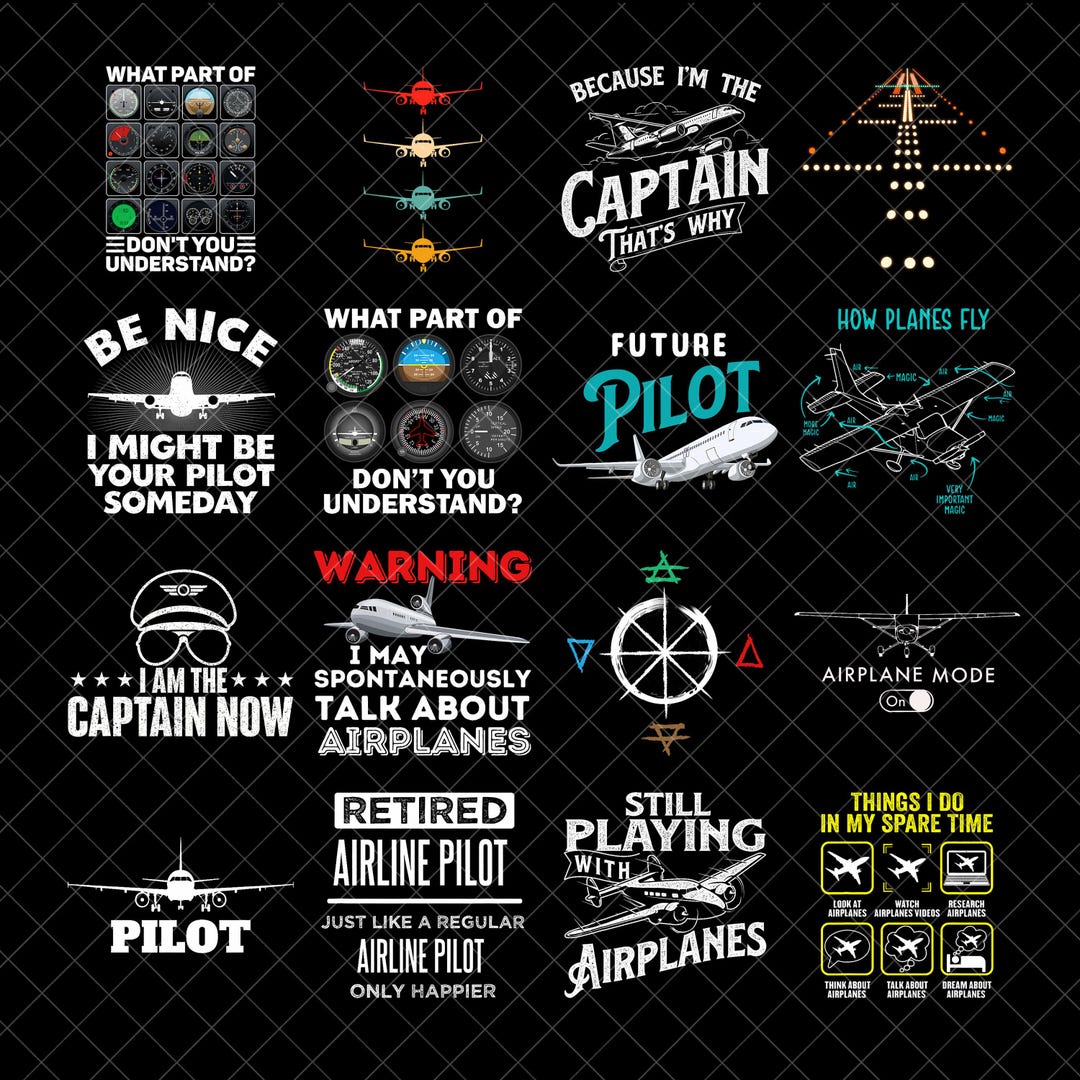 Pilot Designs Png, Pilot Bundle Png, Airplane Pilot Tshirt Png, Funny ...