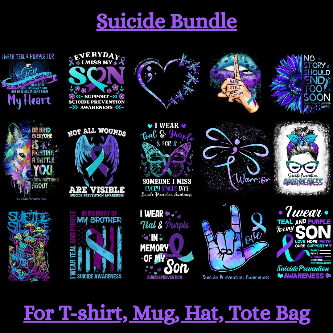 Suicide Png Designs Bundle, Suicidal Prevention Png, Ribbon Suicide ...
