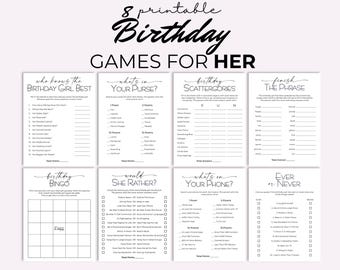 Birthday Games for Her: Printable Adult Party Games (PDF) - Etsy