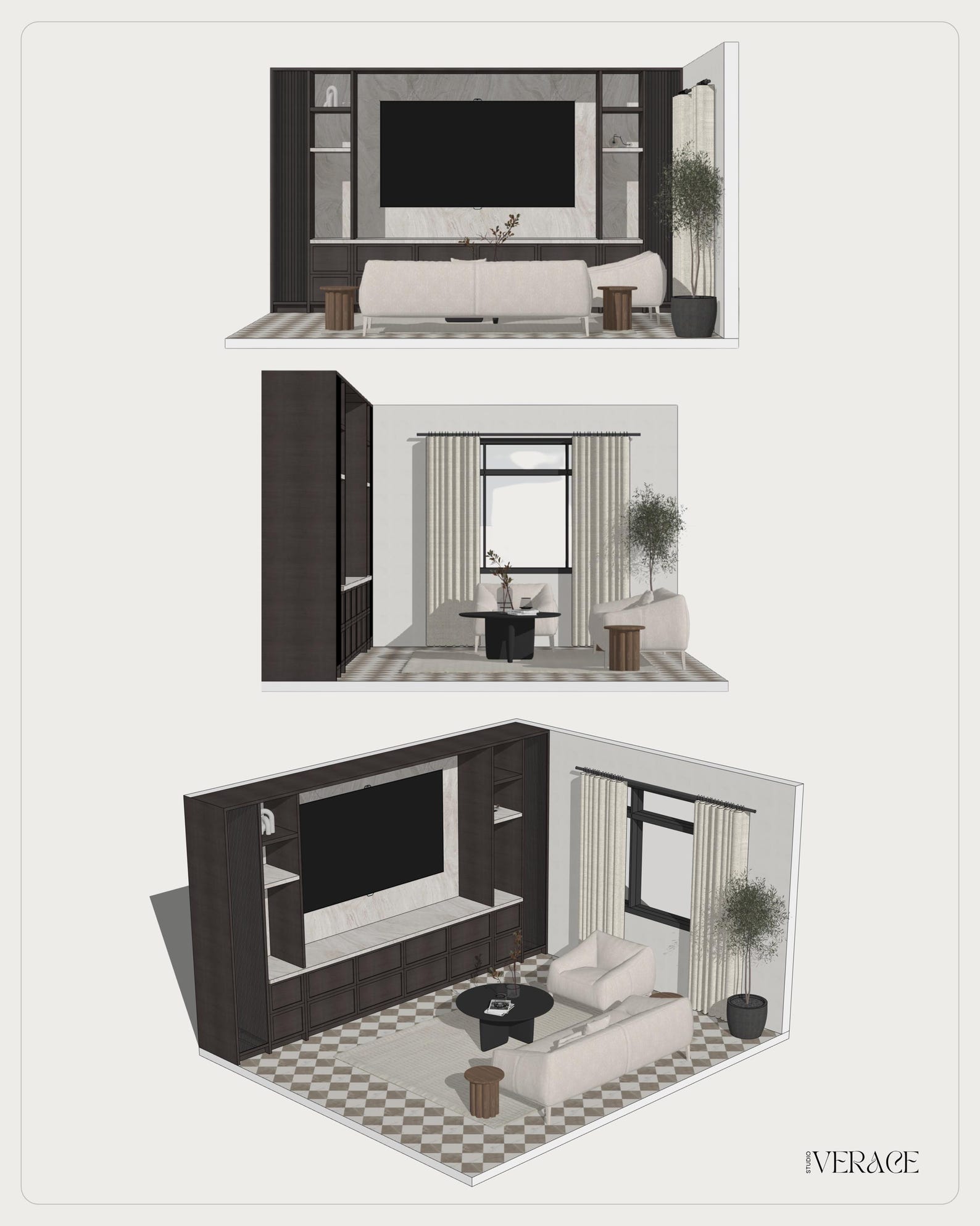 Custom One-room Interior Design | 3D Renders, Paint & Finish ...