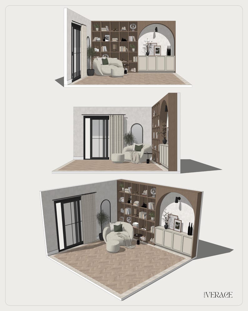 Custom One-room Interior Design | 3D Renders, Paint & Finish ...
