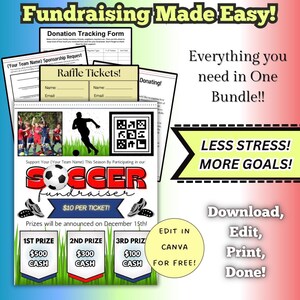 Soccer Raffle Fundraiser Flyer Bundle Kit Sports Mom Event Party Plan ...