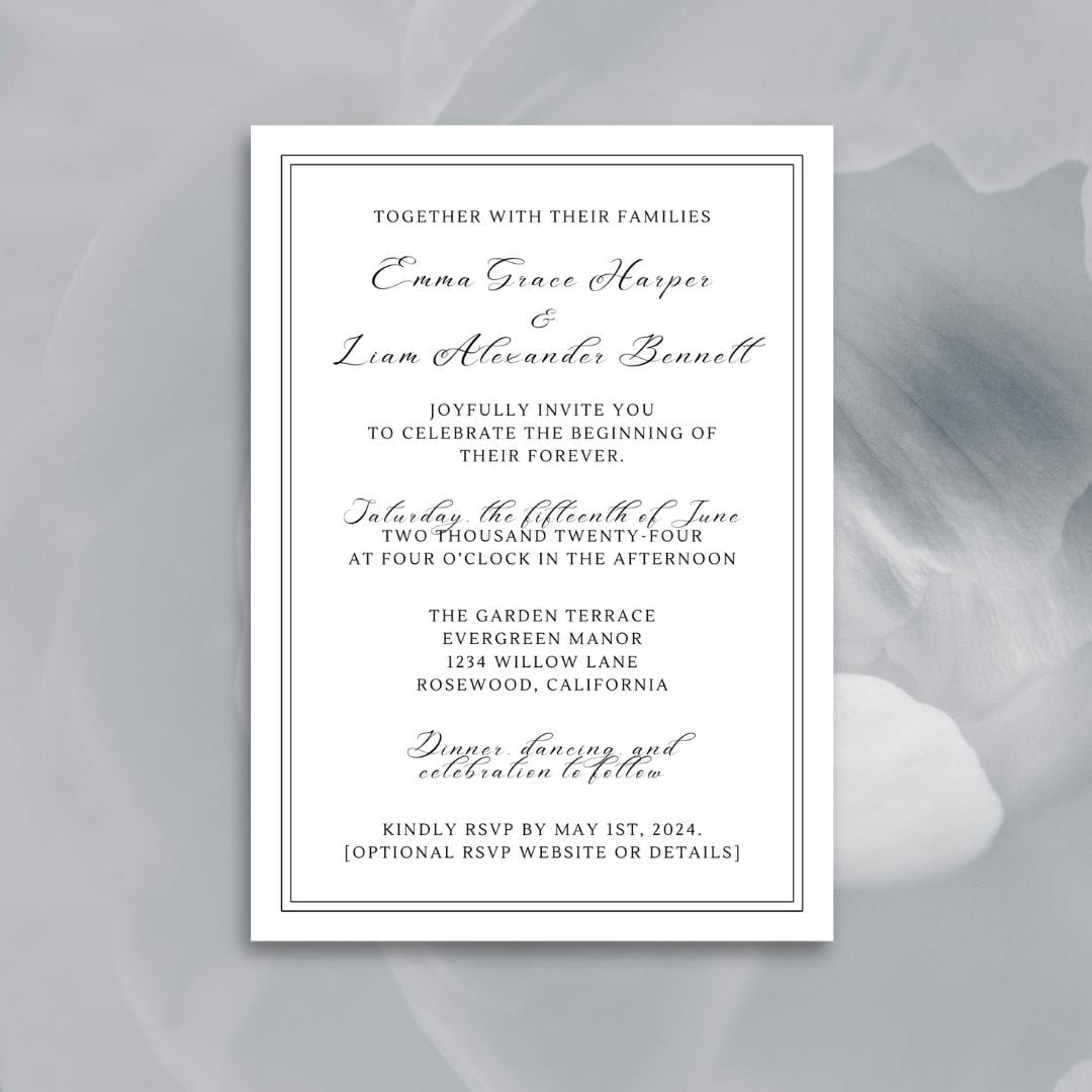The Traditional Wedding Invite | Formal Invitation | Elegant and Simple ...